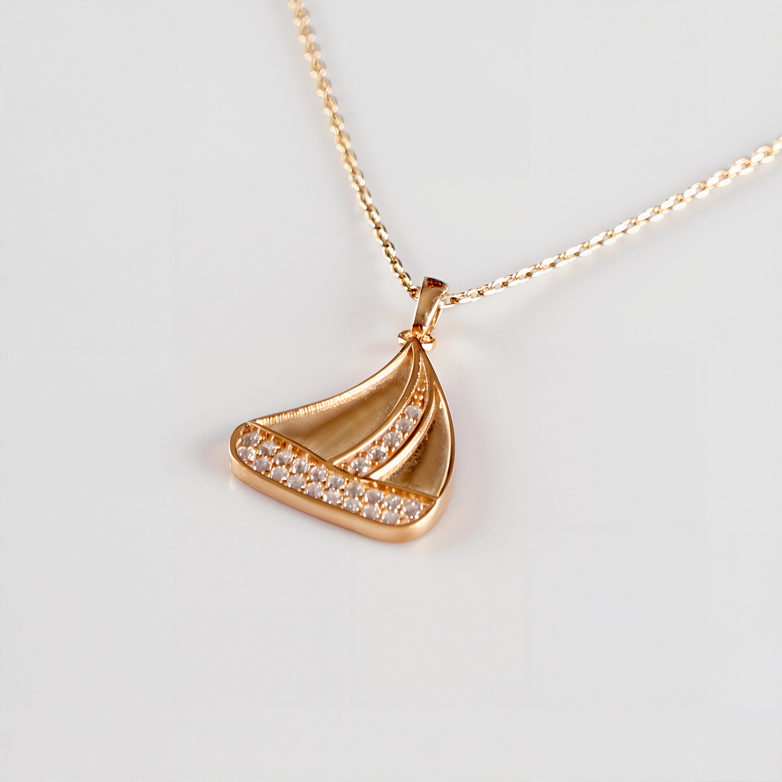 Solid Gold Sailing Necklace Elegant Jewelry for Women Girls Trendy Romantic Gift
